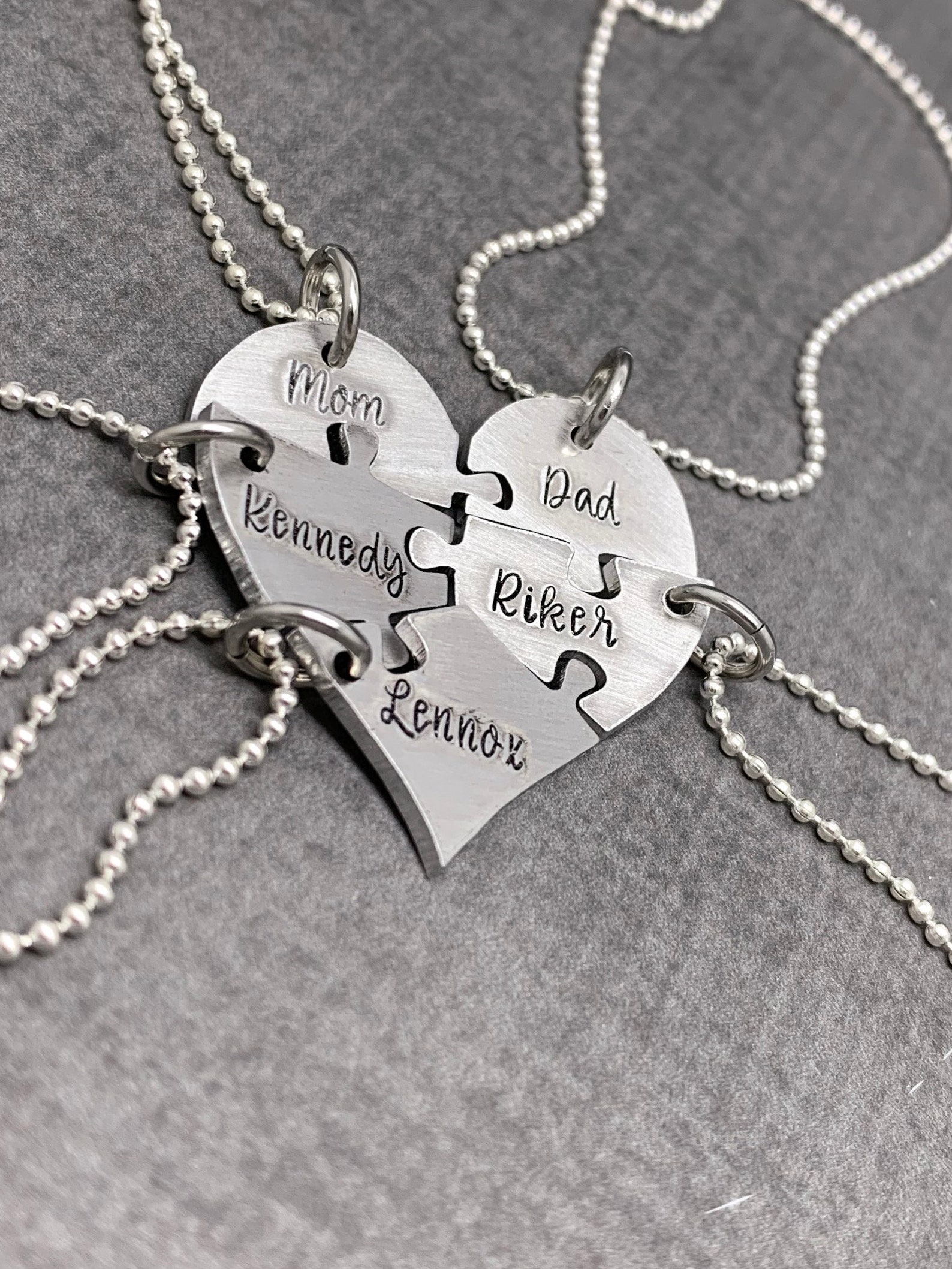 5 Piece Heart Puzzle Necklace 5 Puzzle Piece Necklace Set - Etsy