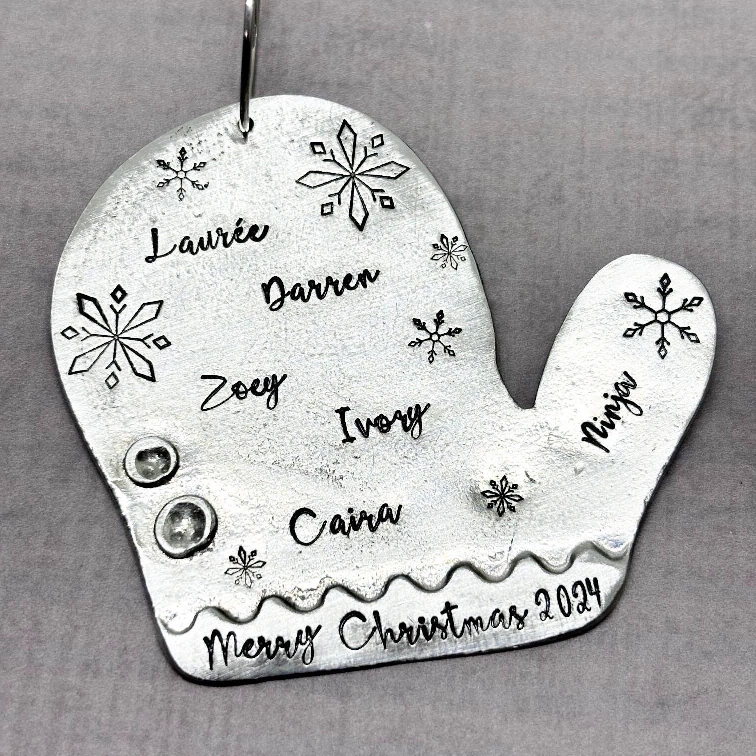 Personalized Mitten Ornament Pewter, Personalized Christmas Ornaments ...