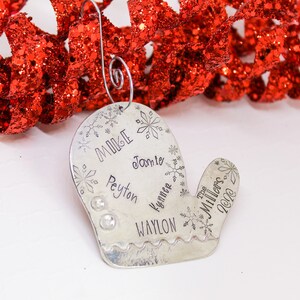 Personalized Mitten Ornament Pewter Personalized Family - Etsy