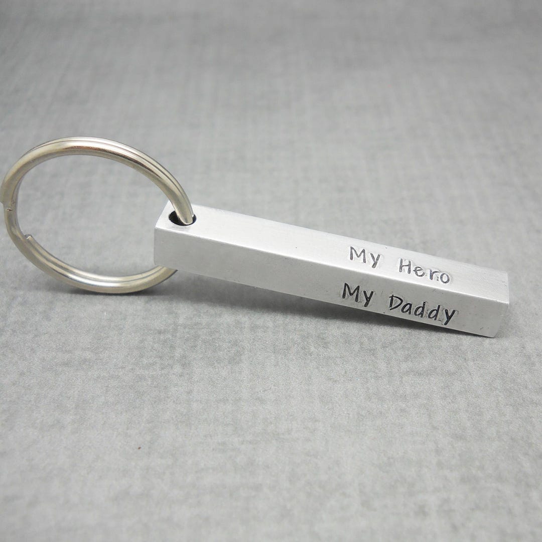 Personalized Dad Keychain, 4 Sided Bar Keychain With Kids Names, My ...