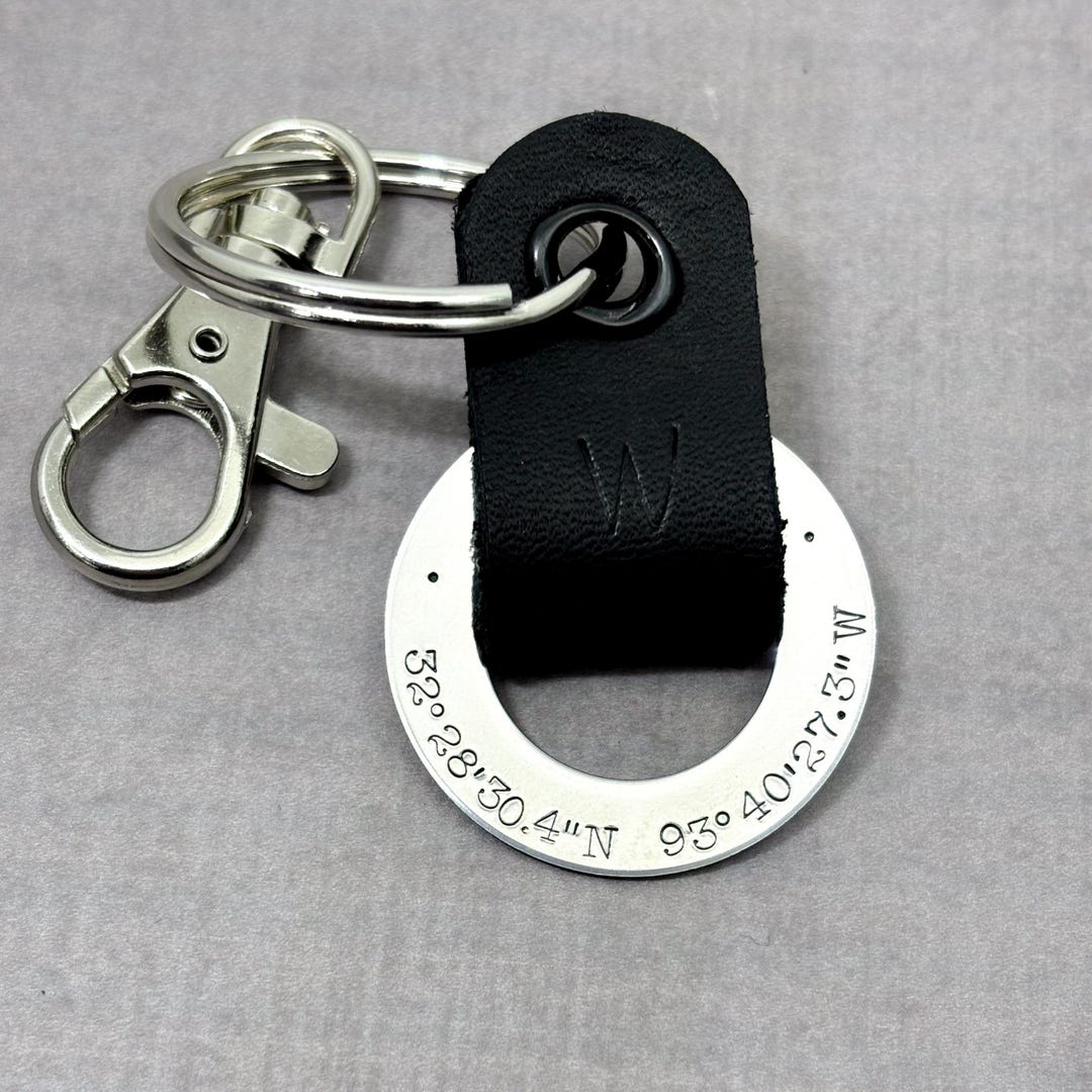 Personalized Men's Leather and Stainless Steel Keychain, Custom ...