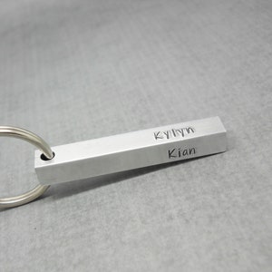 4 Sided Bar Keychain, Personalized Dad Key Chain With Kids Names ...