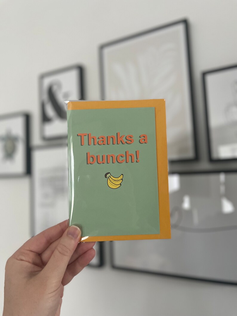 Thanks A Bunch Card Cute Thank You Gift Bananas Card Thank You Card for ...