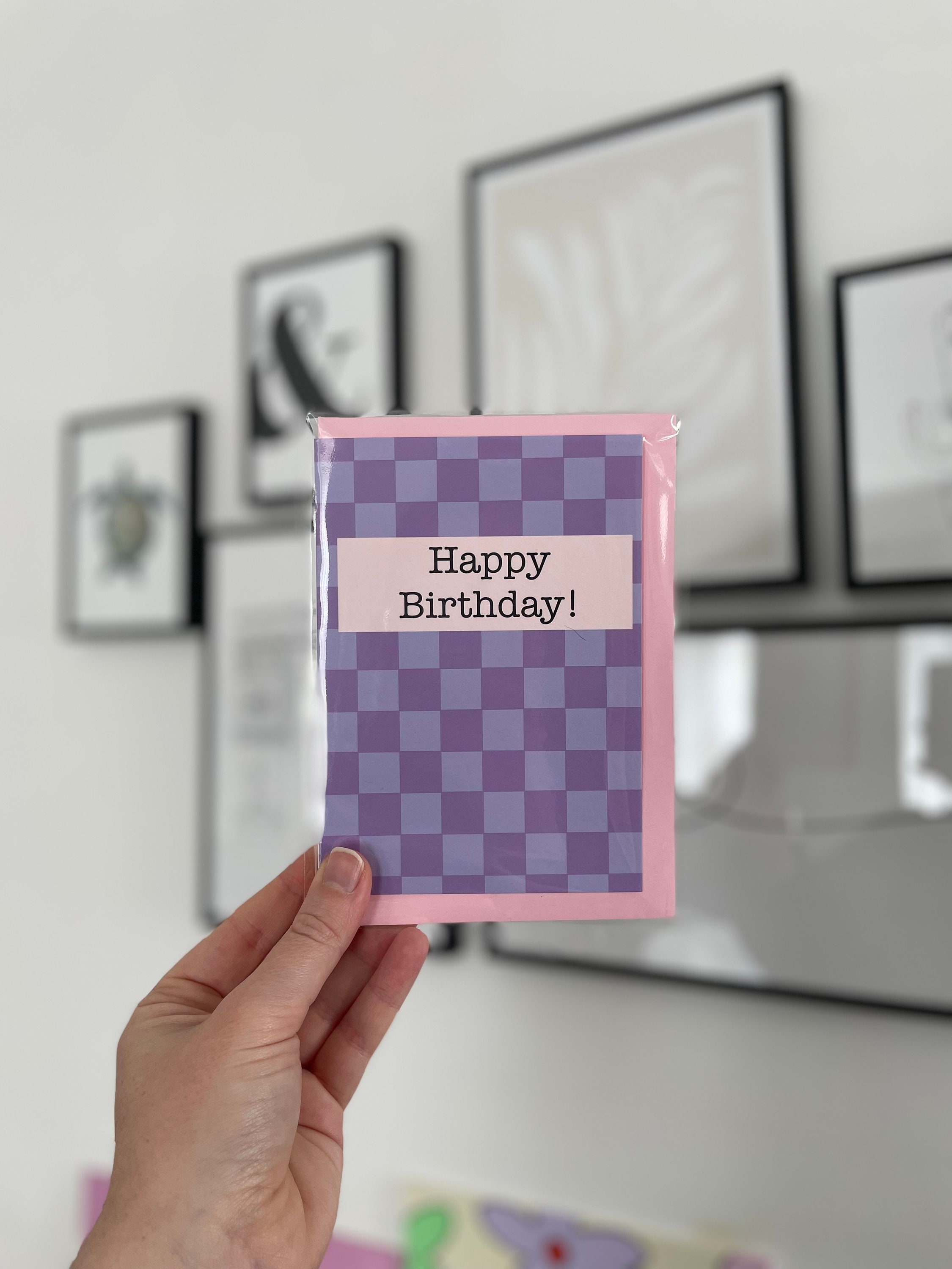 Happy Birthday Card Checkerboard Cute Birthday Gift Birthday Card for ...