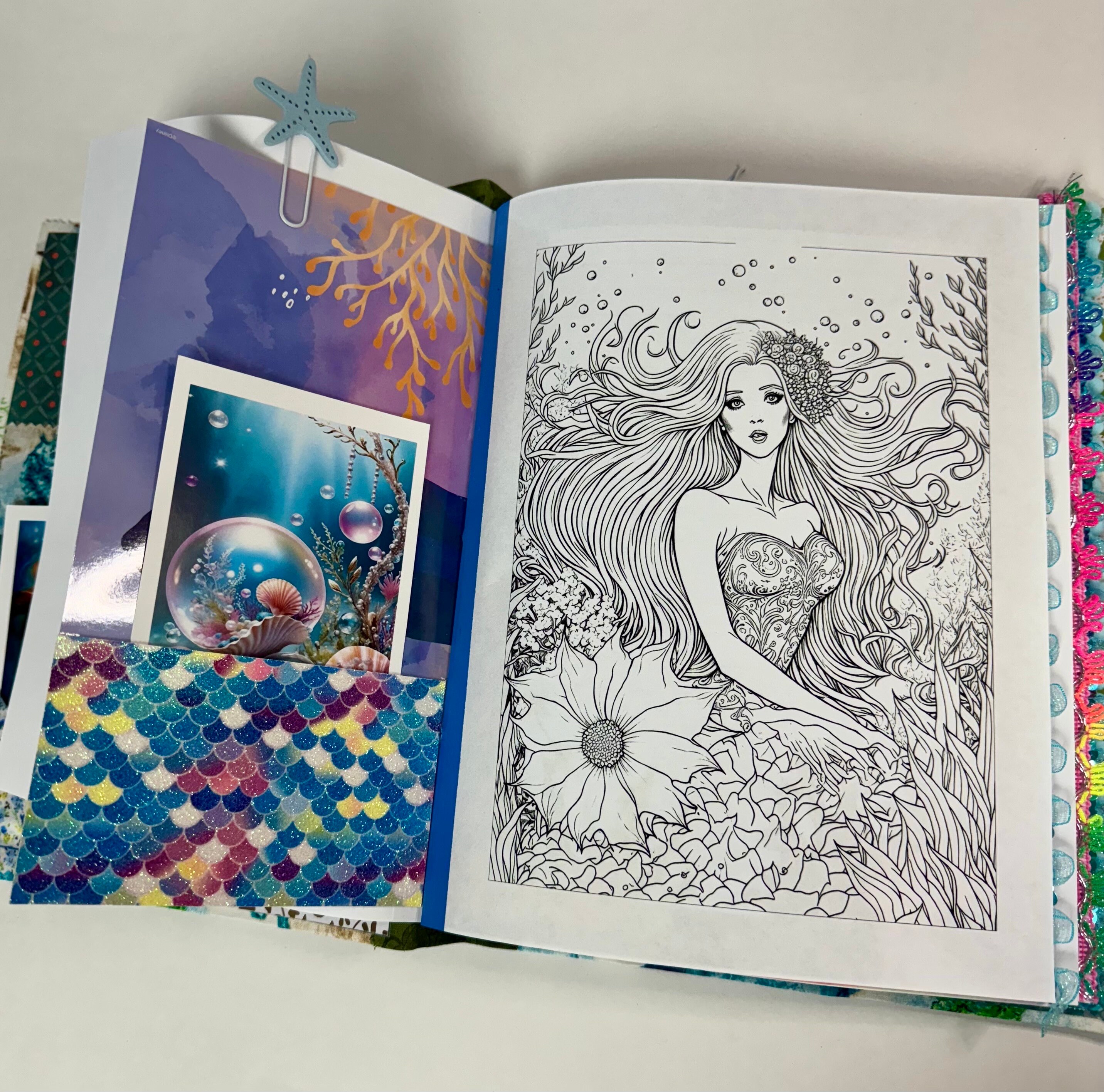 Mermaid Junk Journal Coloring Book, Notes, Under the Sea, Whimsical ...