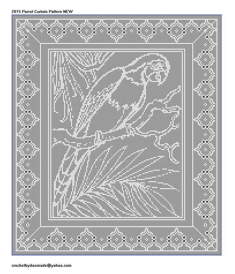 Parrot Filet Crochet Pattern Graph Curtain Afghan Bedspread Wall ...