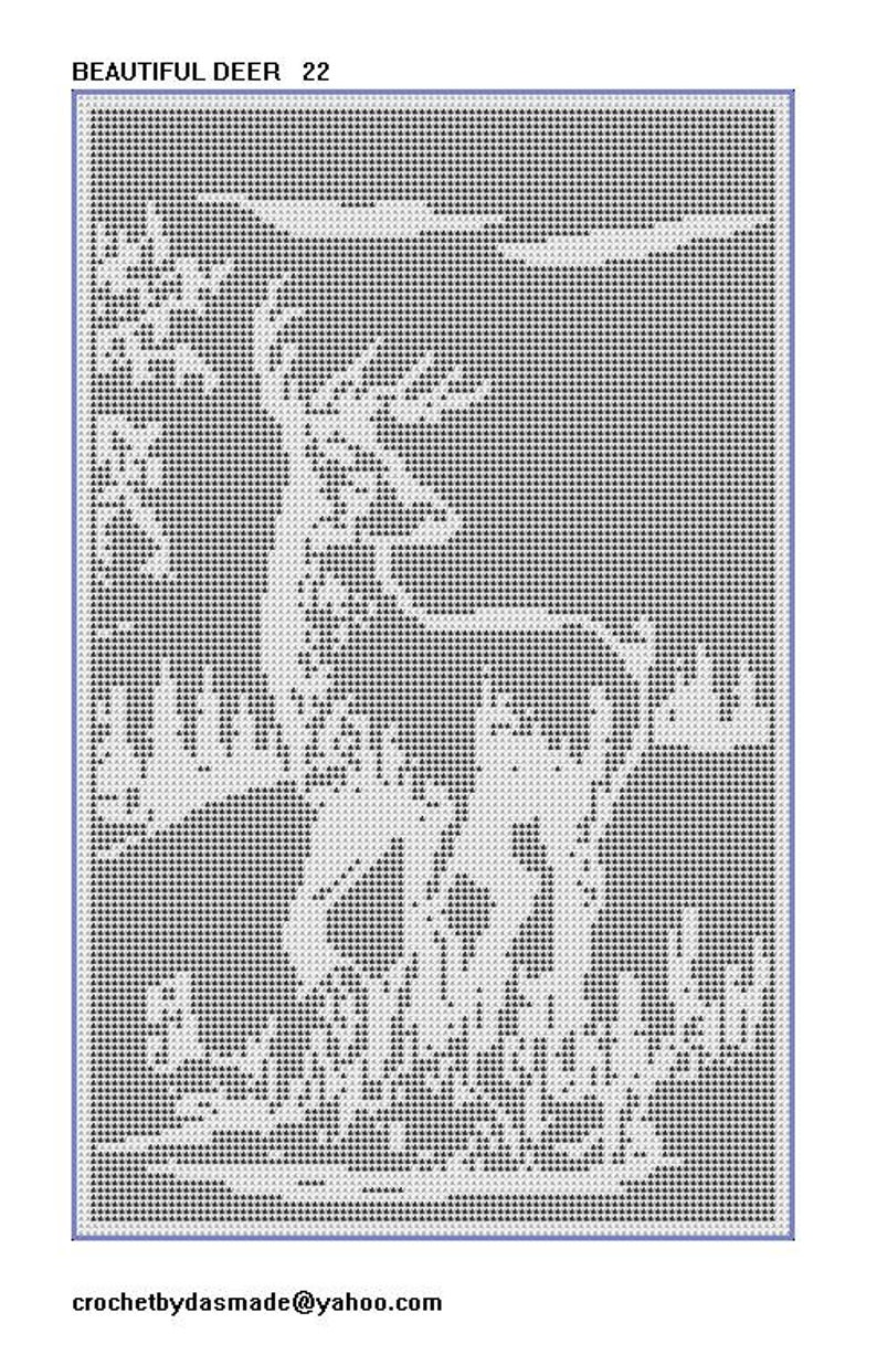 Deer Scene Filet Crochet Doily Mat Wall Hanging Pattern Item 22 - Etsy