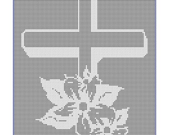 Cross With Dove Filet Crochet Pattern Afghan Wall Hanging Digital ...
