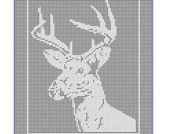 Deer Scene Filet Crochet Doily Mat Wall Hanging Pattern Item 22 - Etsy
