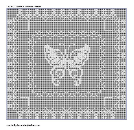 712 Butterfly Filet Crochet Afghan Tablecenter Crochet Pattern | Etsy