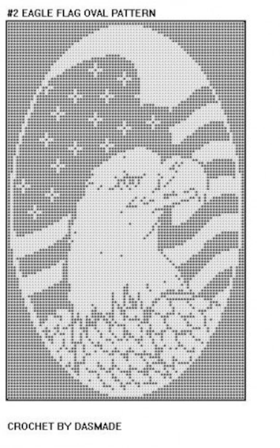 Item 2 Eagle Flag Oval Filet Crochet Pattern Curtain Wallhanging Afghan ...