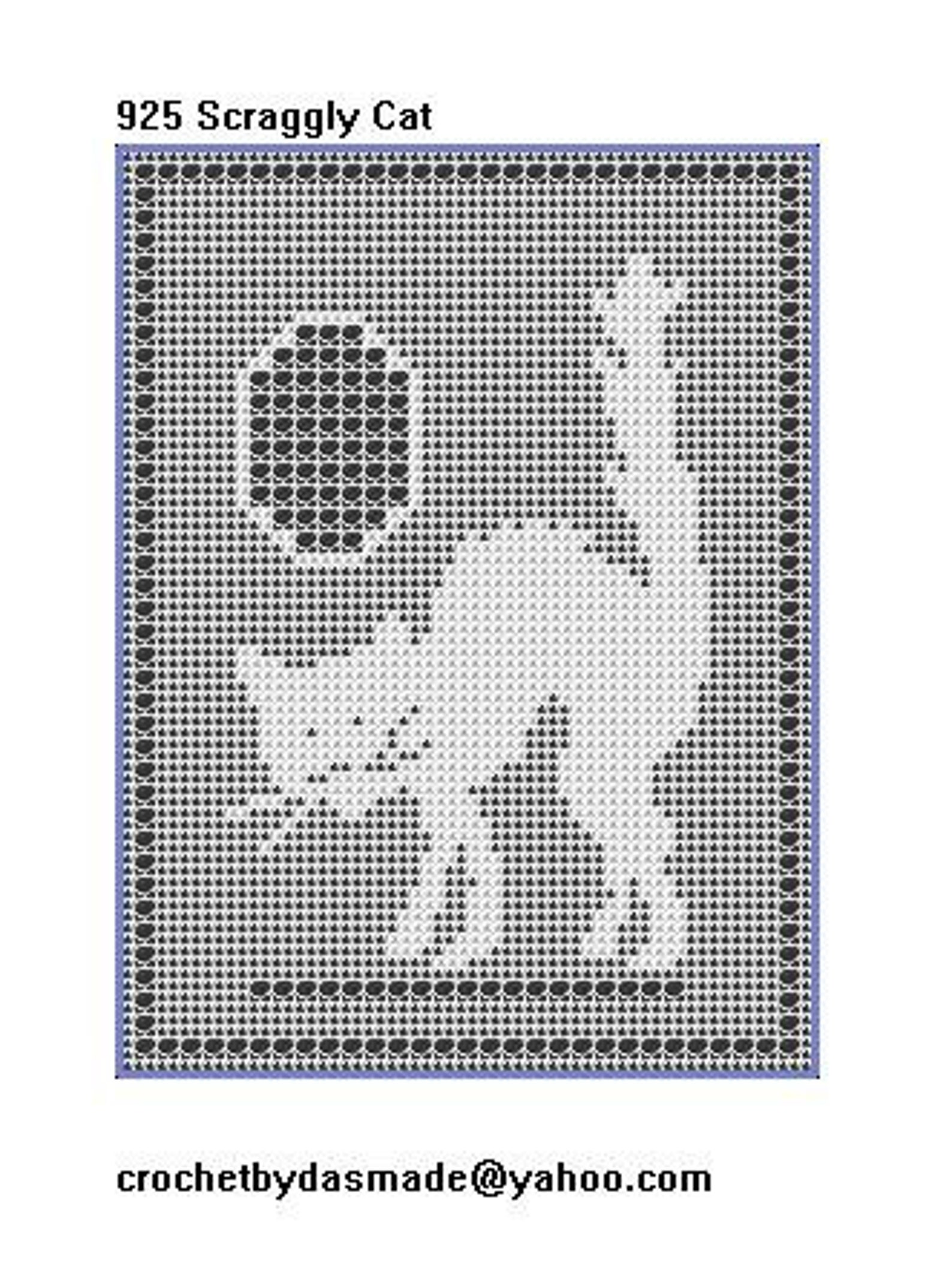Item 925 Scraggly Cat Filet Crochet Doily Afghan Pattern Wall Hanging ...
