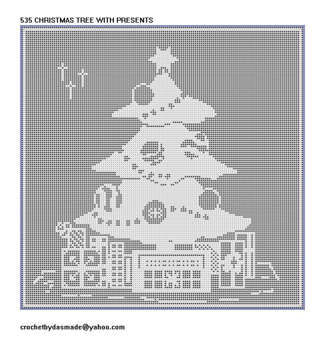 535 Christmas Tree Filet Crochet Doily PDF Digital Pattern Afghan Wall ...
