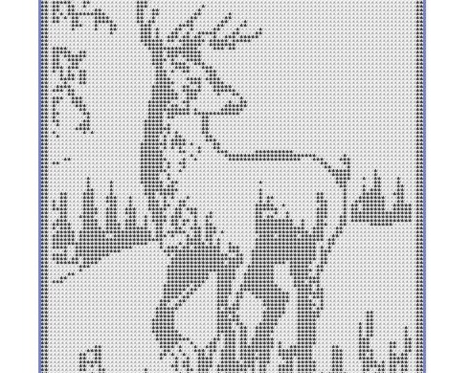 Deer Scene Filet Crochet Doily Mat Wall Hanging Pattern Item 22 - Etsy