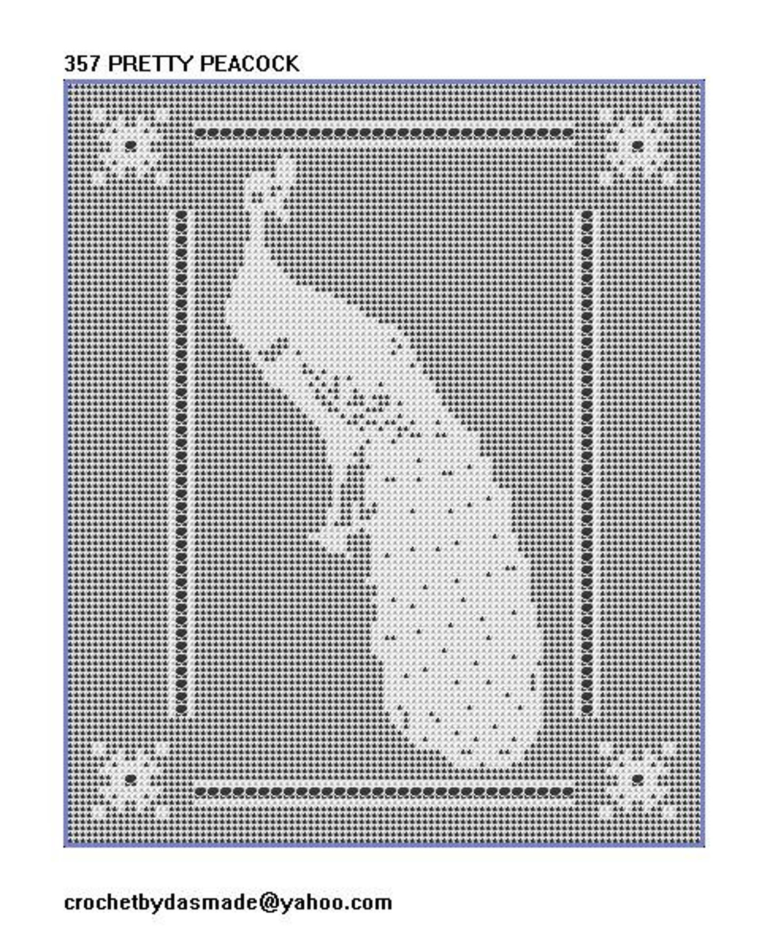 357 Pretty Peacock Filet Crochet Doily Table Mat Runner Afghan Wall ...