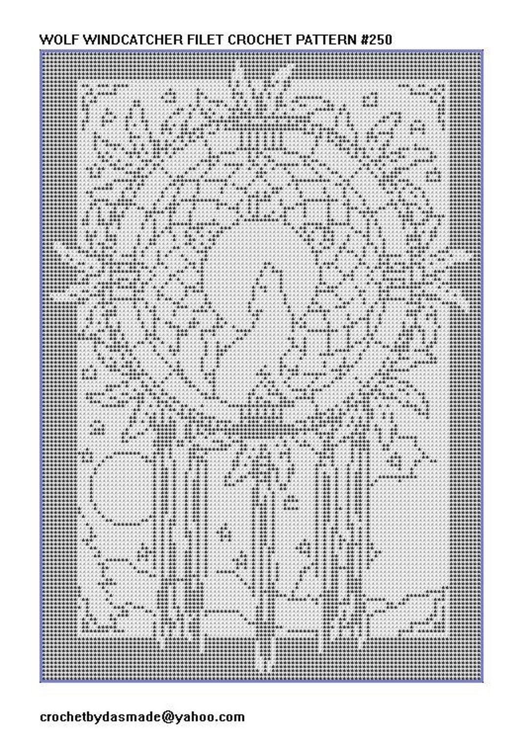 250 Wolf Windcatcher Wallhanging Filet Crochet Doily Afghan Pattern PDF ...