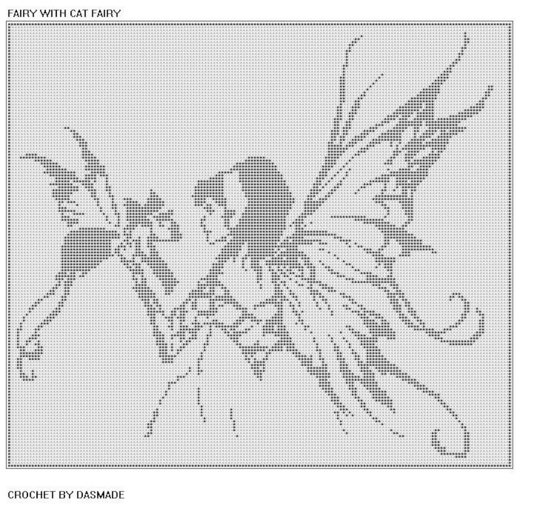 Fairy With Cat Filet Crochet Doily Afghan Table Mat Wall Hanging ...