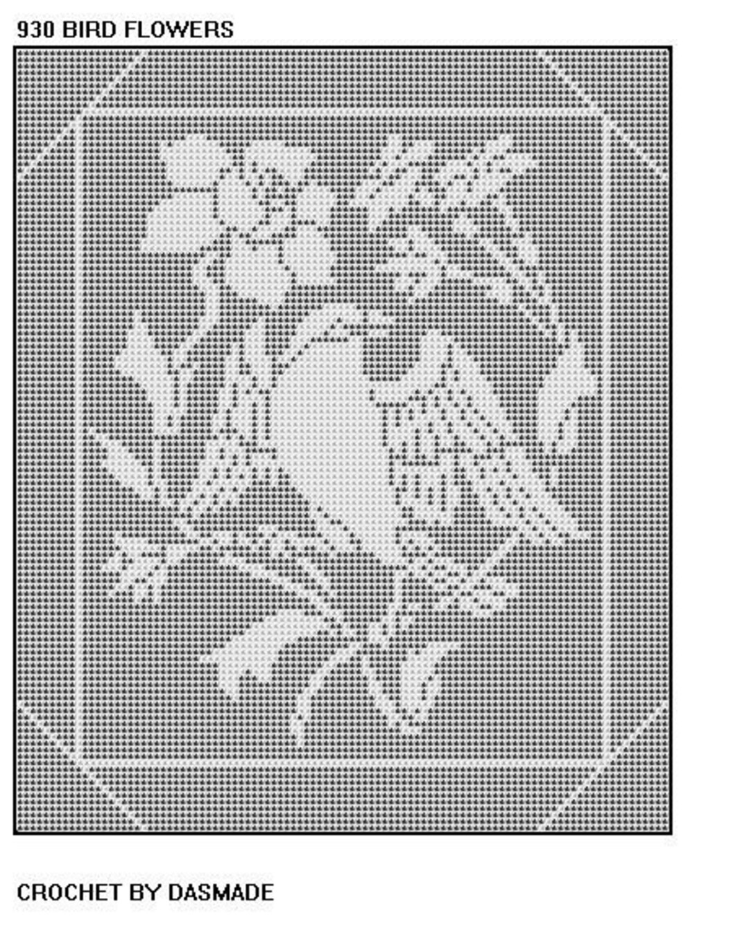 NEW Bird With Flowers Filet Crochet Doily Mat Afghan Pattern 930 - Etsy
