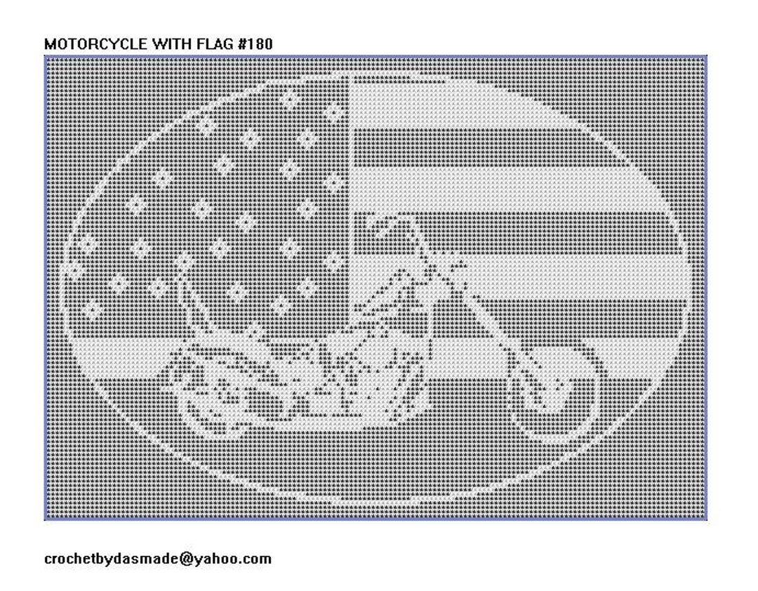 Item 180 Motorcycle With Flag Filet Crochet Doily Afghan Wall Hanging ...
