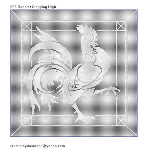 546 Rooster With Veggies Filet Crochet Doily Afghan Pattern Wallhanging ...