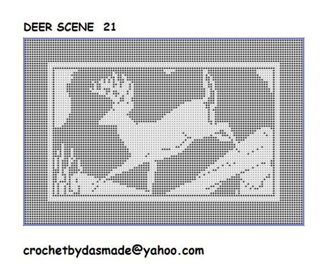 Deer Scene Filet Crochet Doily Mat Wall Hanging Pattern Item 21 - Etsy