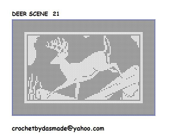 Deer Scene Filet Crochet Doily Mat Wall Hanging Pattern Item | Etsy