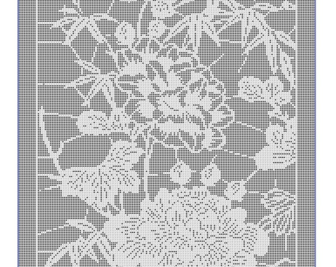250 Wolf Windcatcher Wallhanging Filet Crochet Doily Afghan Pattern PDF ...