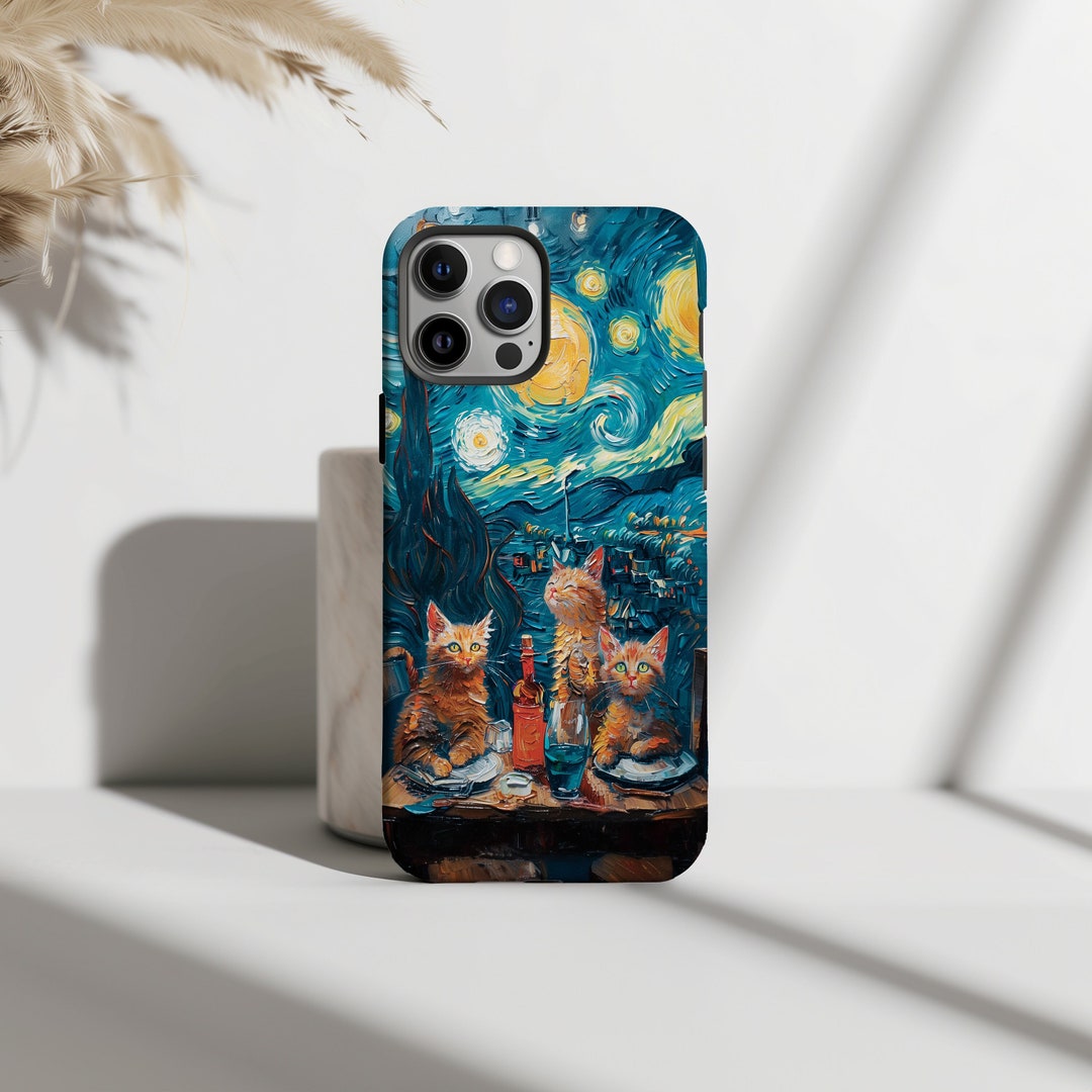 Van Gogh Starry Night Cat Phone Case: Iphone, Samsung, Pixel - Etsy