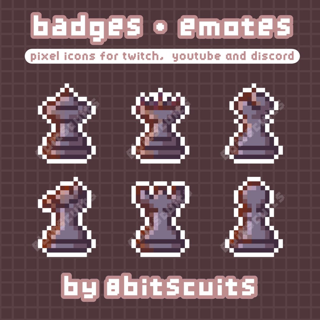 Chess Piece Badges / Emotes • Pixel Art Icons • Cute Twitch Sub Badges ...