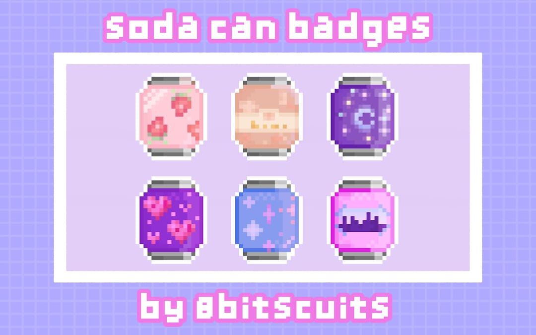 Soda Can Badges • Pixel Art Icon Pack • Cute Twitch Assets | Discord ...