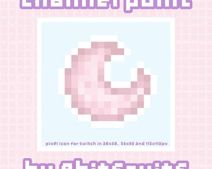 Pink Crescent Moon Channel Point • Pixel Art Icon • Cute Witchy Twitch ...