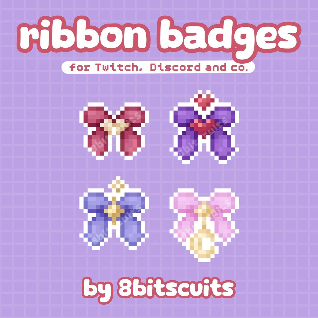 Ribbon Badges • Pixel Art Icon Pack • Cute Twitch Assets | Discord ...