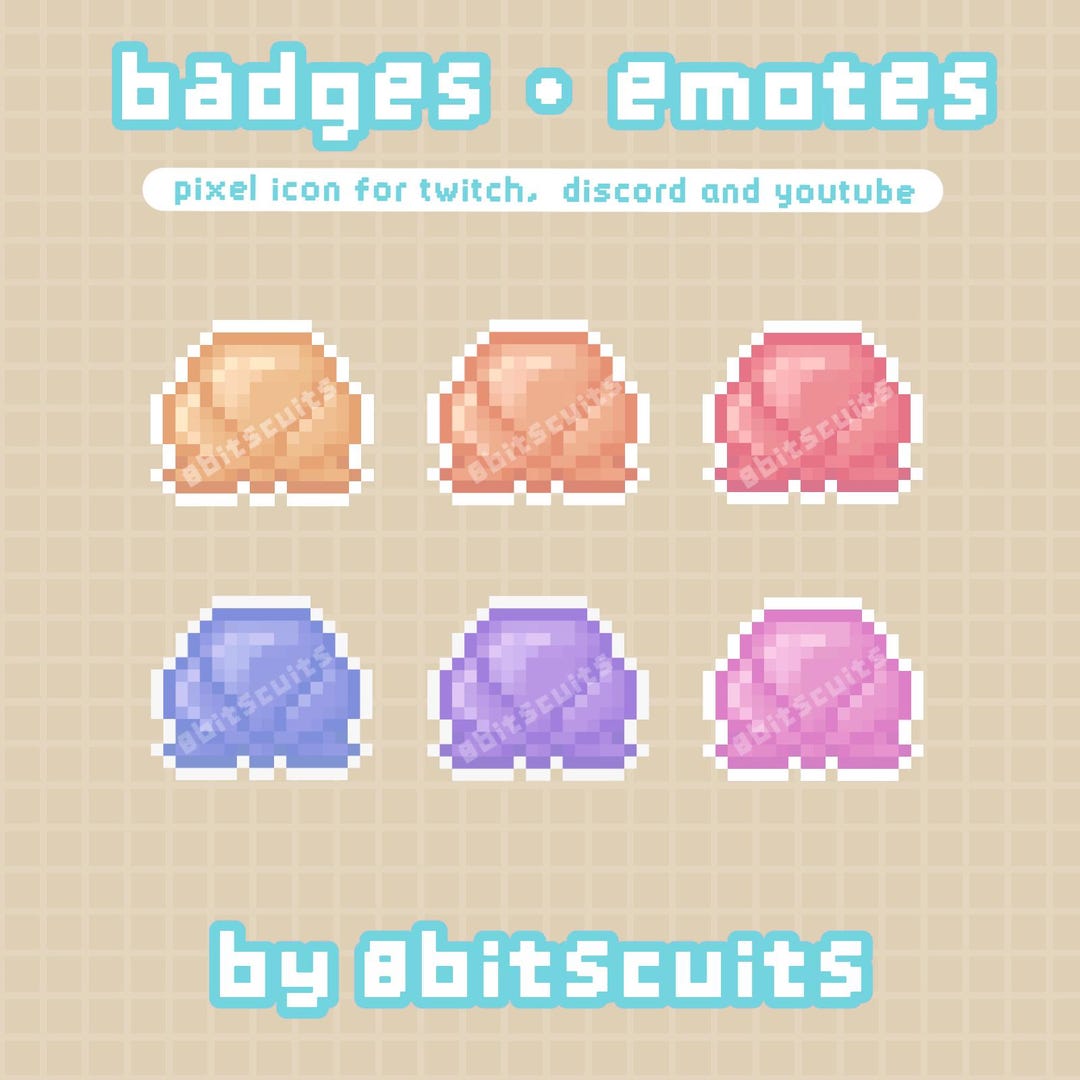 Seashell Beach Badge • Sealife Pixel Art Icons • Cute Twitch Sub Badges ...