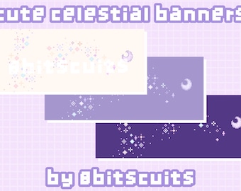 Cute Celestial Banners Pixel Art Background Twitch and Discord Banner ...