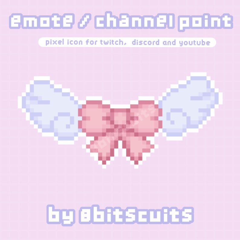 Winged Bow Emote / Channel Point • Pixel Art Tenshi Icon • Cute Jirai ...