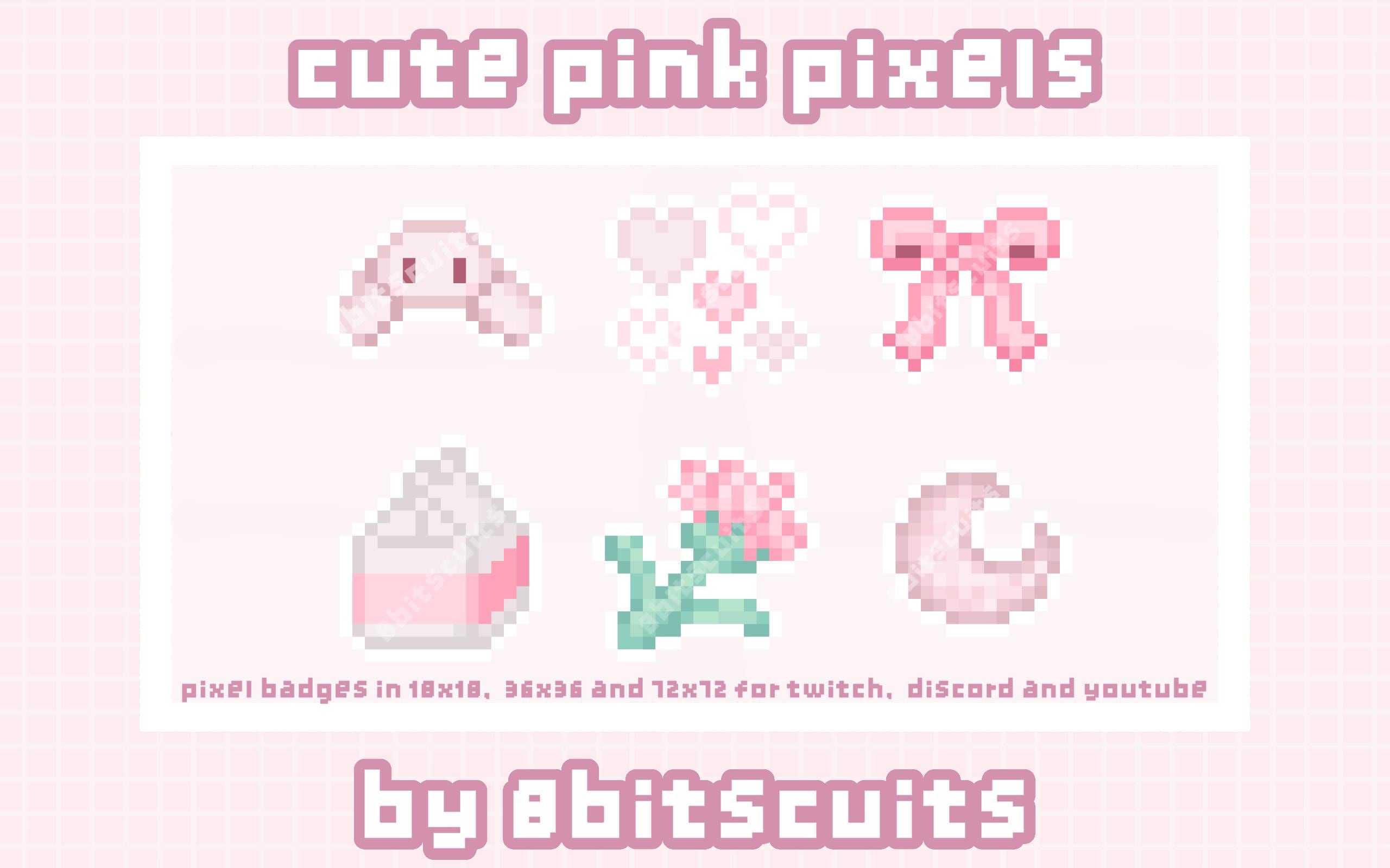 Cute Pink Pixels • Pixel Art Icon Pack • Cute Twitch Sub Bit Badges ...