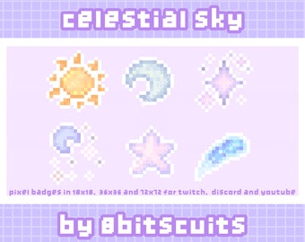 Celestial Sky • Pixel Art Icon Pack • Cute Twitch Sub Bit Badges ...