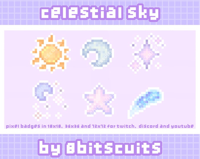 Celestial Sky • Pixel Art Icon Pack • Cute Twitch Sub Bit Badges ...