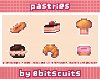Cafe Bakery Badges Cute Pixel Art Twitch Sub/bit Badges - Etsy