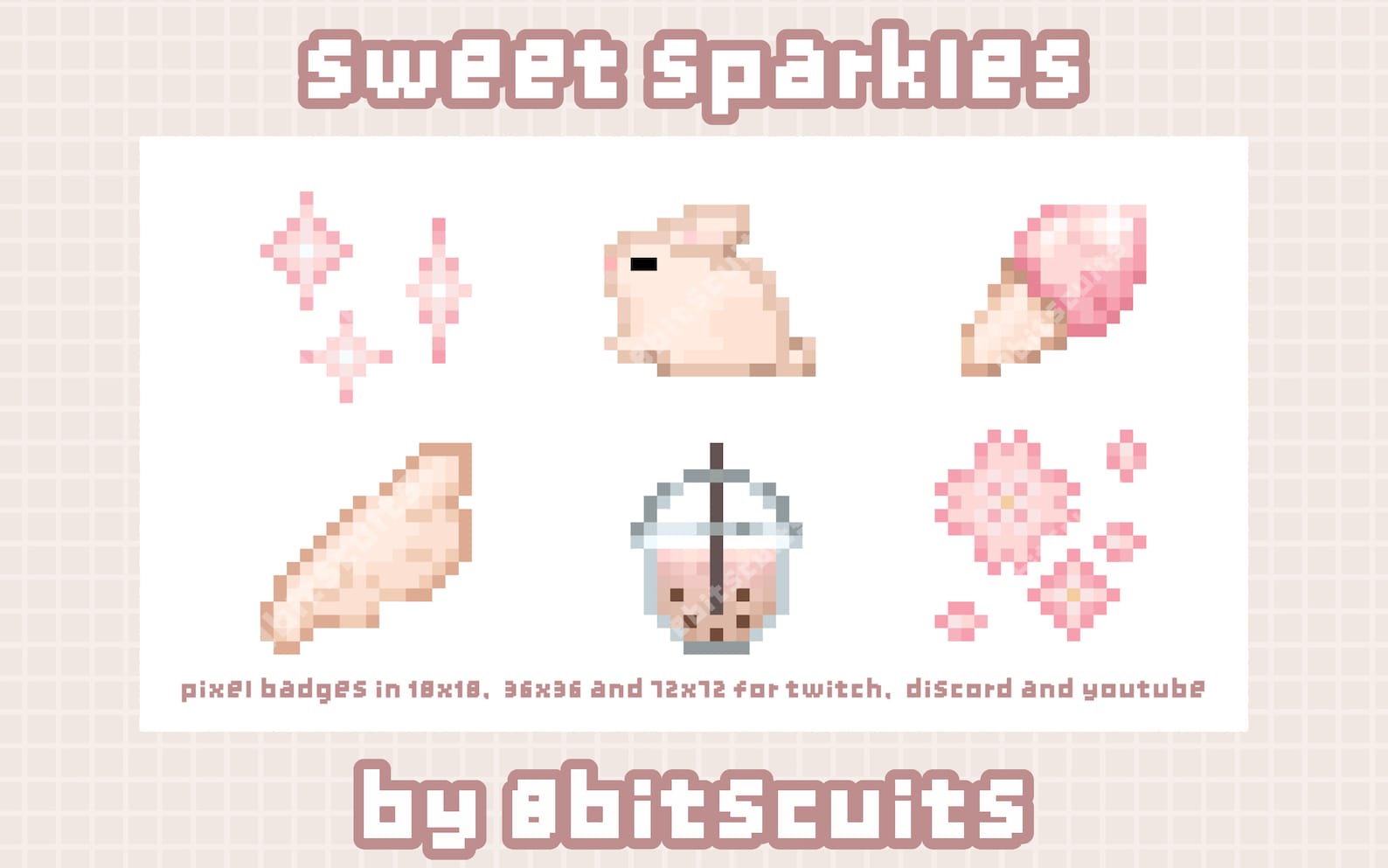 Sweet Sparkles • Pixel Art Icon Pack • Cute Twitch Sub Bit Badges ...