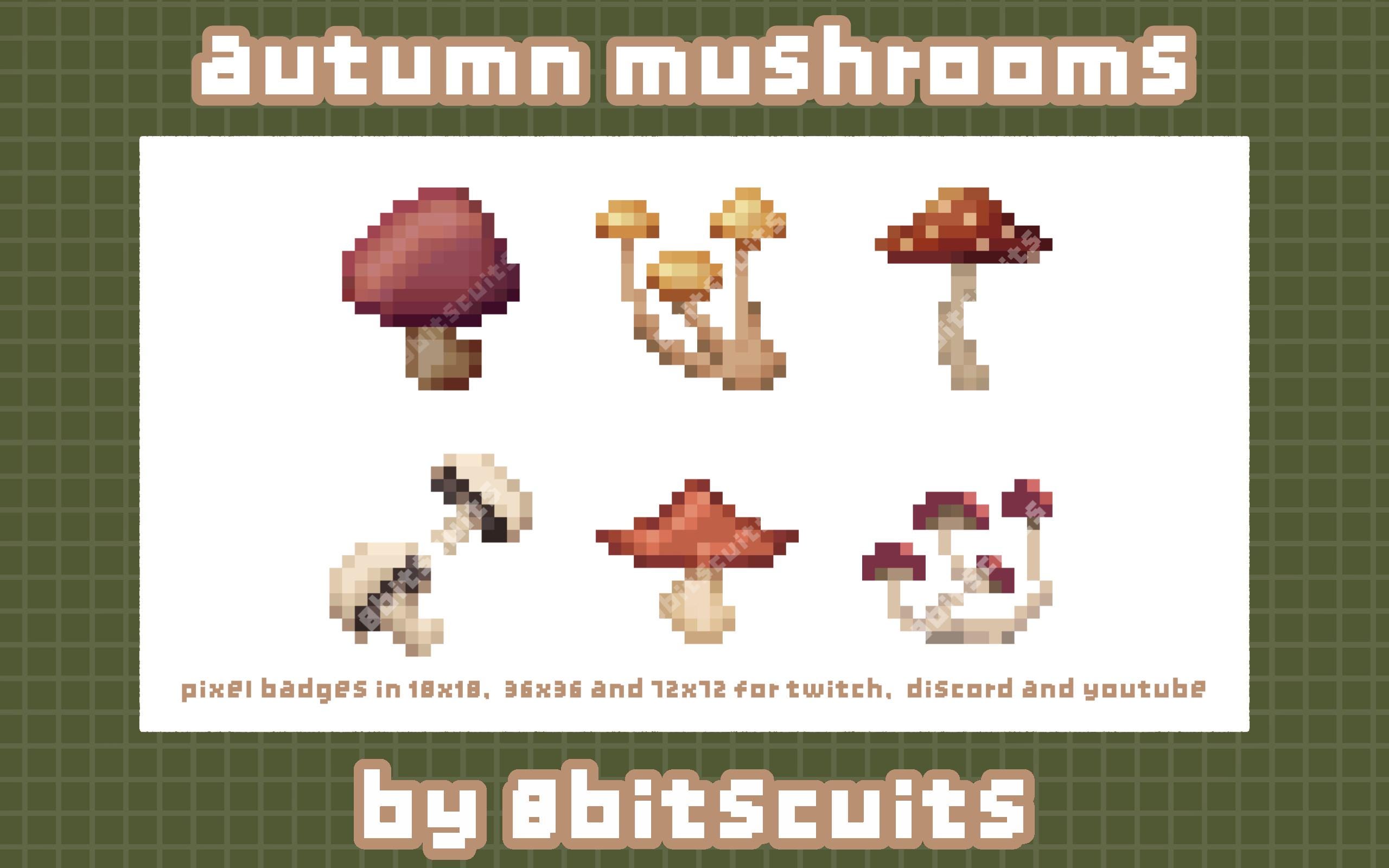 Autumn Mushrooms • Pixel Art Icon Pack • Cute Witchy Twitch Sub Bit ...