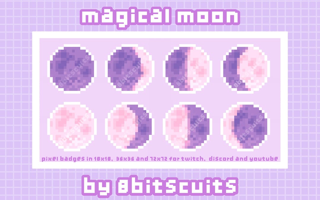 Magical Girl Pink Moon Badges • Pixel Art Icon Pack • Cute Witchy ...