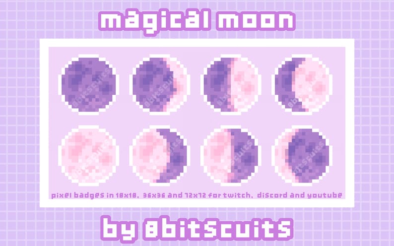 Magical Girl Pink Moon Badges • Pixel Art Icon Pack • Cute Witchy ...