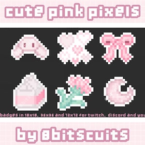 Cute Pink Pixels • Pixel Art Icon Pack • Cute Twitch Sub Bit Badges ...