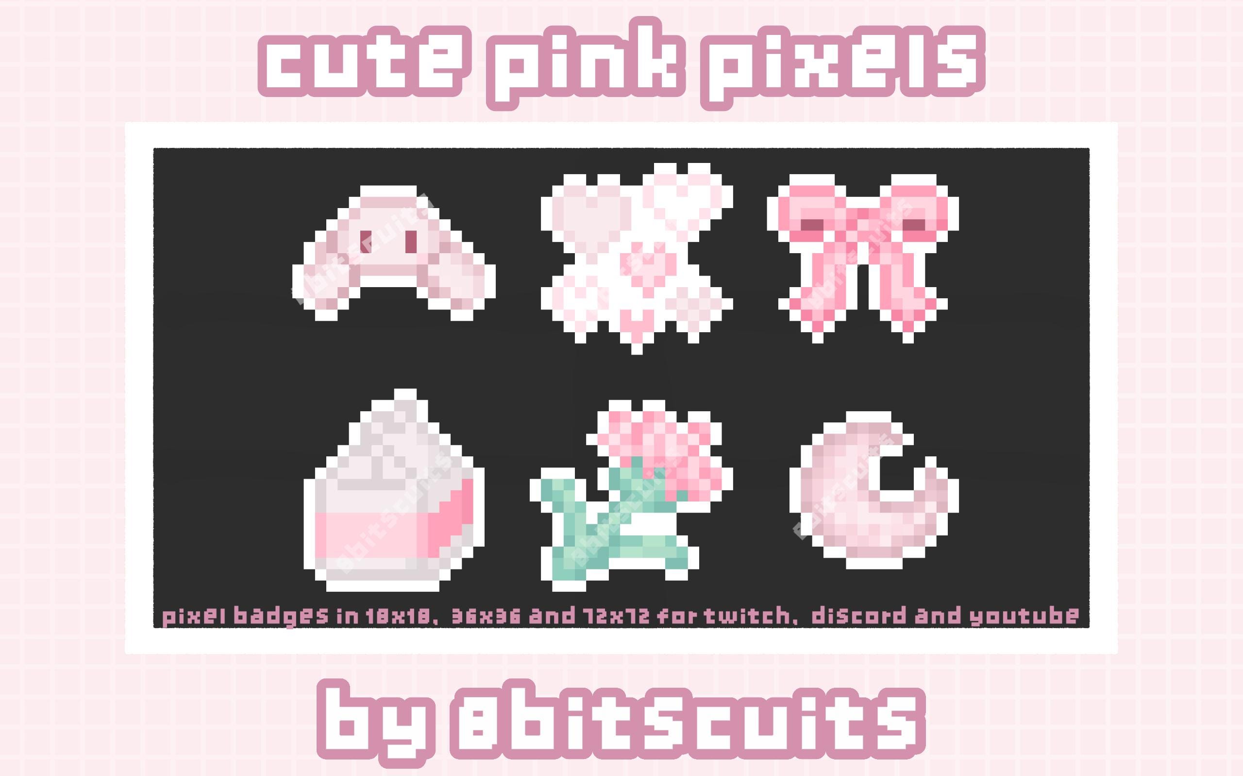 Cute Pink Pixels • Pixel Art Icon Pack • Cute Twitch Sub Bit Badges ...