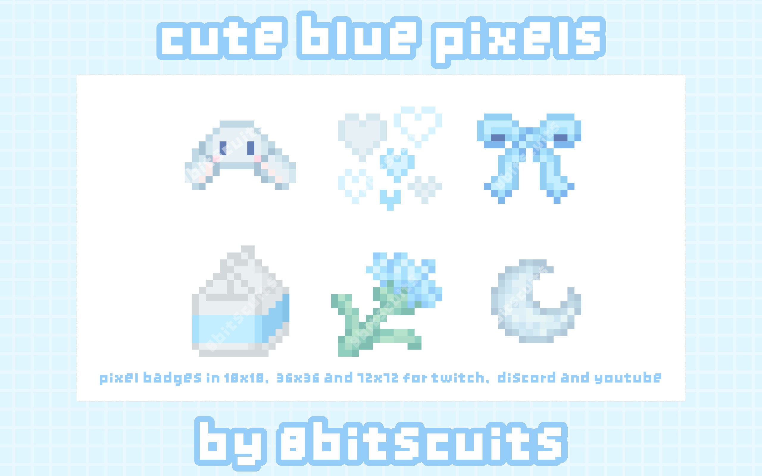 Cute Blue Pixels Pixel Art Icon Pack Cute Twitch Sub Bit Badges Desktop ...