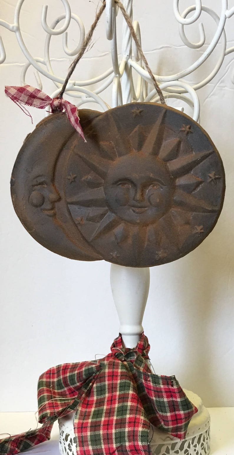 Primitive Rustic Handmade Blackened BEESWAX SUN & MOON - Etsy