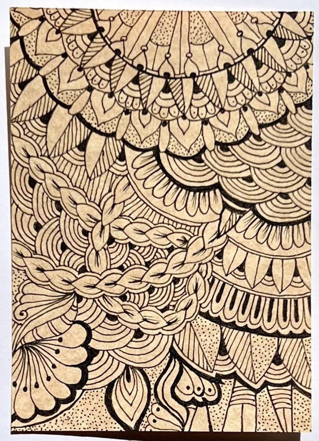 Spring Tangle ACEO ORIGINAL Zentangle Style Ink Aged Parchment Paper ...