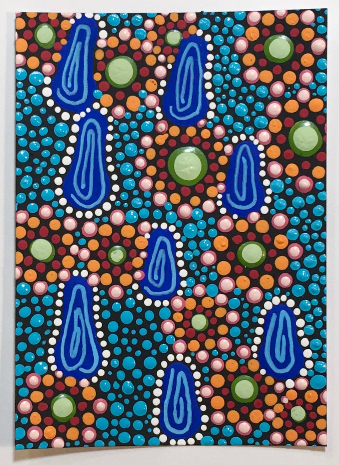 Abstract Dots A ACEO ORIGINAL Acrylic Dot Painting on 100# Bristol ...