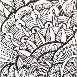 Bloom Boom ACEO ORIGINAL Zentangle Style B&W or Color Your Own Way ...